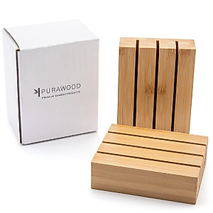 Premium Bamboo Knife Block Inserts – 2 Pack – Compatible with Purawood Expandable Drawer Organizer & Utensil Organizer, Cutlery Tray with Dividers for Kitchen Utensils & Flatware (Natural)…