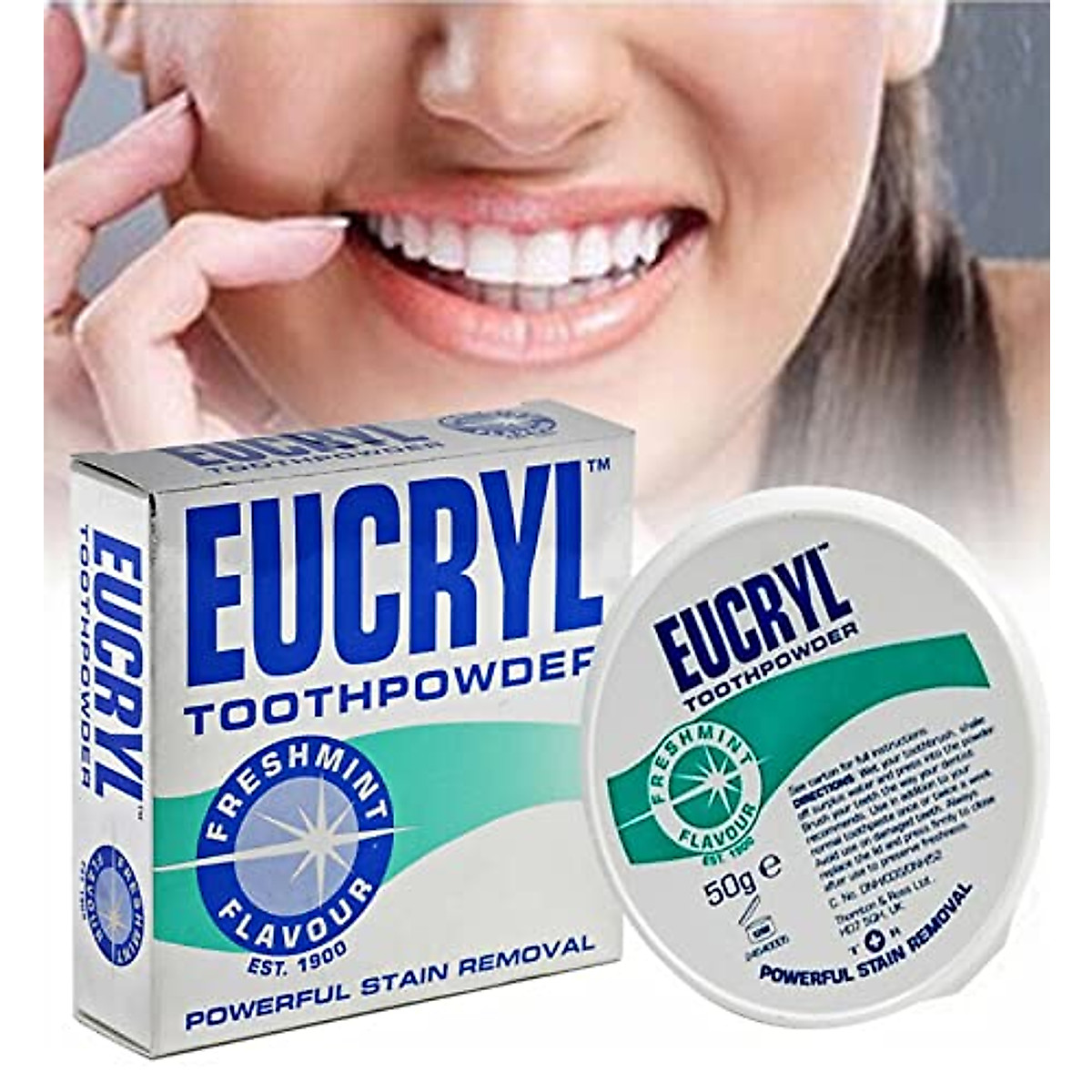 Eucryl Smokers Tooth Powder Freshmint Flavour (50g) - Pack of 2