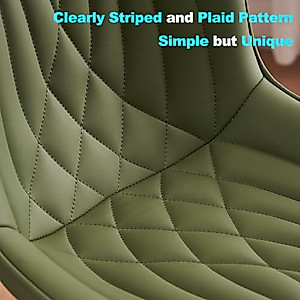 YOUTASTE Office Chair Armless Desk Chair Small Computer Swivel Rolling Chair with Wheels, Modern Upholstered PU Leather Computer Task Chair, Adjustable Home Office Desk Chairs, Olive Green