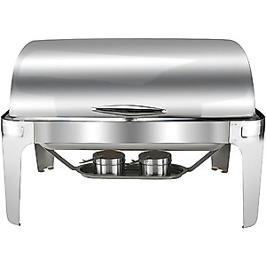 FLTRGO Chafing Dish Set, 9L Stainless Steel Buffet Trays Food Server with Fully Retractable Roll Top Lid, for Restaurant Catering Parties Weddings Picnics,Invisible