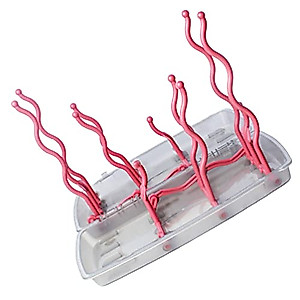 Hemoton Cup Drain Rack Baby Bottle Holder Wine Glass Rack with Drain Tray Cup Storage Rack Teacup Holder for Home Kitchen Red