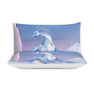 SHELLCELL Wings-of-Fire Dragon 3 Pieces Duvet Cover Set, Soft Bedding Comforter Cover Set with Zipper Closure, 1 Duvet Cover and 2 Pillowcases for Bedroom All Season 79"x90"