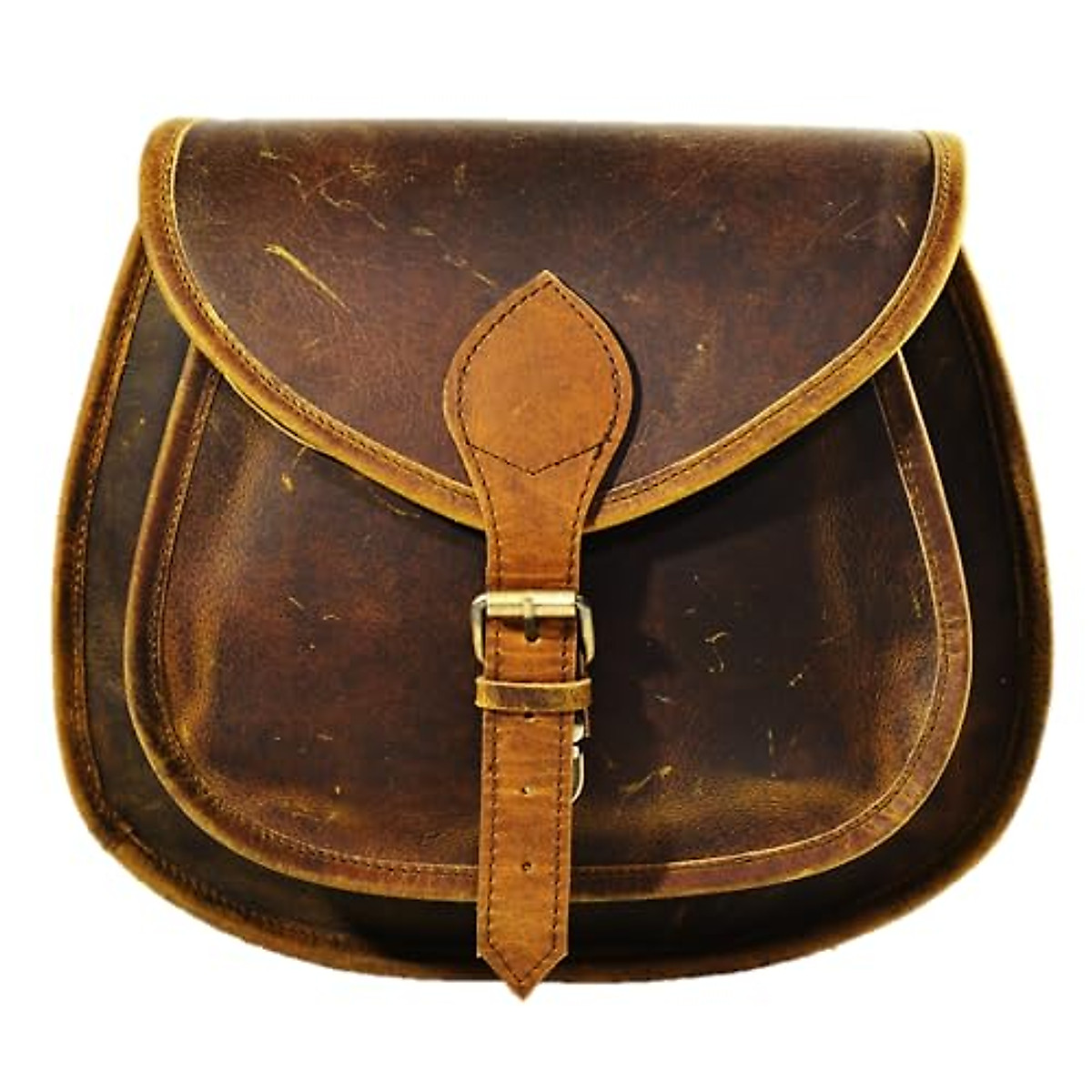 Satchel And Fable Handmade Women Leather Vintage Brown Cross Body Shoulder Bag (Small, Brown)