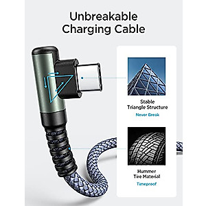 AINOPE 100W USB Charging Cable, 90° Cable, 6.6FT, Grey