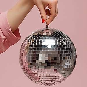 Big Mo's Toys Disco Ball - Silver Mirror Hanging Disco Ball Party Decoration Accessories for 70s Parties