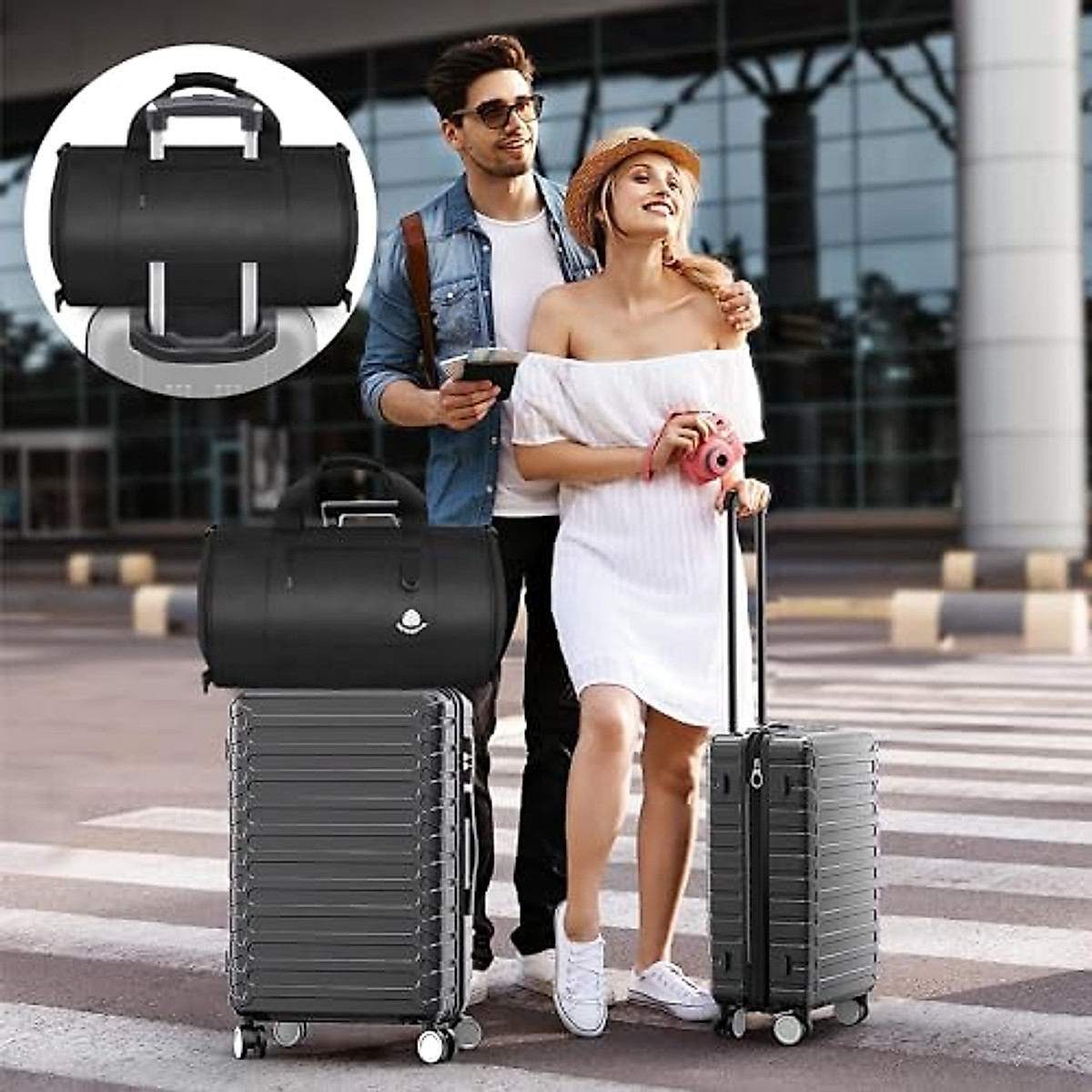 Densata Expandable Travel Duffle Bag, 80L Sports Gym Bag Upgraded Duffle Backpack Weekender Overnight Bag Carry on Bag (Black)