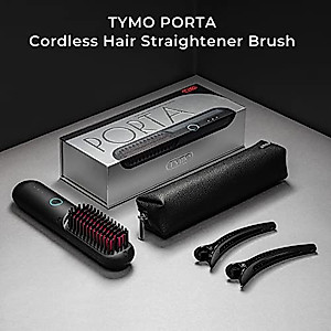 TYMO Porta Cordless Hair Straightener Brush | Mini Portable Straightening Brush for Travel | Negative Ion Hair Straightener Styling Comb | USB Rechargeable Feature | Safety Anti-Scald Design