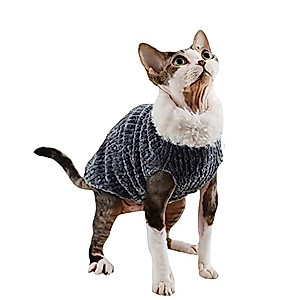 Toysructin Hairless Cat Turtleneck Sweater for Small Medium Cats Dogs, Winter Warm Cat Pullover Shirt Coat Soft Skin-Friendly Vest Sweaters, Pet Kitten Clothes Jumpsuit Shirts for Sphynx, Cornish Rex