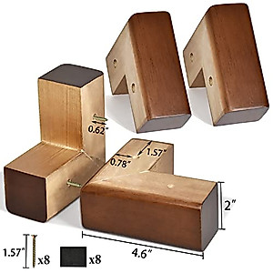 AORYVIC Wooden Bed Riser 2 inch Sofa Feet for Furniture L Shaped Couch Feet Dresser Leg Set of 4