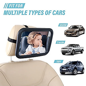 Baby Car Mirror for Back Seat, Rear Facing car mirror for infants. (black) with free Baby on Board sticker.