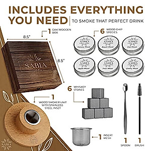 Cocktail Smoker Kit - Old Fashioned Smoker Kit for Cocktails, Whiskey & Bourbon - Whiskey Smoker Kit w/Stone Cubes, Wood Smoker Unit & Chip Flavors - Great Bourbon Smoker Kit Gift for Whiskey Lovers