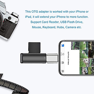 rosyclo Lightning to USB3 Adapter, MFi Certified USB OTG Data Sync Converter Compatible iPhone 12/11/X/8/7/6/iPad, Camera, Card Reader, USB Flash Drive, MIDI Keyboard, Mouse iOS 9.2-14+ Silver