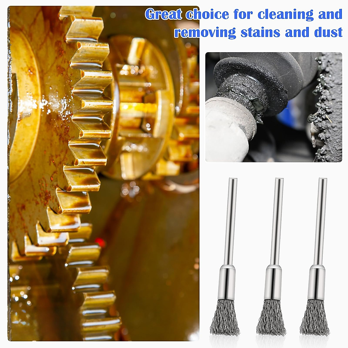 Steel Cleaning End Brushes Pen 20 Pcs, 1/5″ X 1/8″ Wire End Cleaning Brush Metal, Extended Small Wire Brush Rust Paint Removal Bits Polishing Rotary Tools Accessories