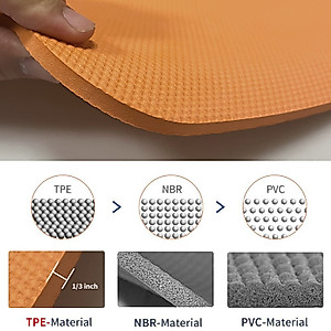 Hatha Yoga Thick TPE Yoga Mat 72"x 27"x1/3 inch Non Slip Eco Friendly Exercise Mat for Yoga Pilates & Floor Workouts (orange)
