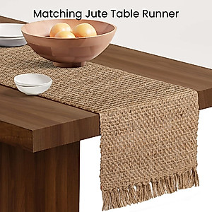 Comfy-co Handcrafted Jute Burlap Placemats Set of 4 - Farmhouse Reversible Placemats for Wedding Parties BBQ's Everyday Holidays - 100% Jute 14x19 inch Rustic Vintage Placemats Natural