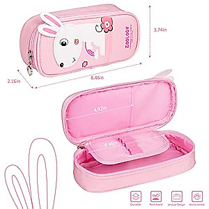 Firesara Pencil Case, Large Capacity Pen Case Pencil Bag Pouch Pen Pencil Marker Stationery Organizer with Zipper Big Storage Compartments for Teen Boys Girls Students School Office (Pink)