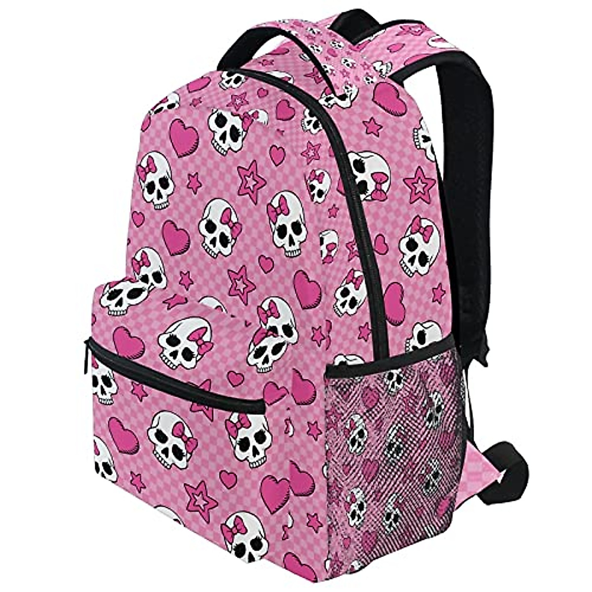 MNSRUU Student Travel School Backpack Pink Skull Girl College Laptop Backpacks Business iPad Tablet Computer Bookbags for Adult Teen One Size