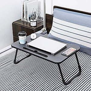 Laptop Desk Laptop Bed Tray Table Large Foldable Laptop Notebook Stand Desk with Ipad and Cup Holder Perfect for Breakfast, Reading, Working,Watching Movie on Bed/Couch/Sofa (Black Stripe)