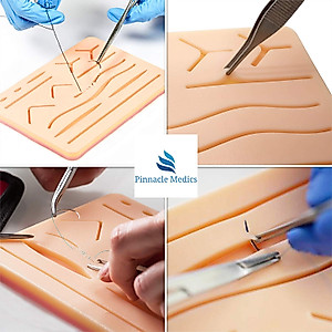 Suture Kit | Suture Practice Kit for Medical Students | Suture Pad and Tool Kit | 24 Mixed Sutures Thread with Needle | Medical, Nursing, and Vet Student Suture Training | Step by Step Video Tutorial