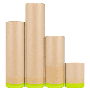 MyLifeUNIT Masking Paper, Automotive Paint Paper Roll with Tape, Assorted Sizes Tape and Drape Waterproof for Painting Protection Covering (Each Roll 50 Feet, 4 Rolls)