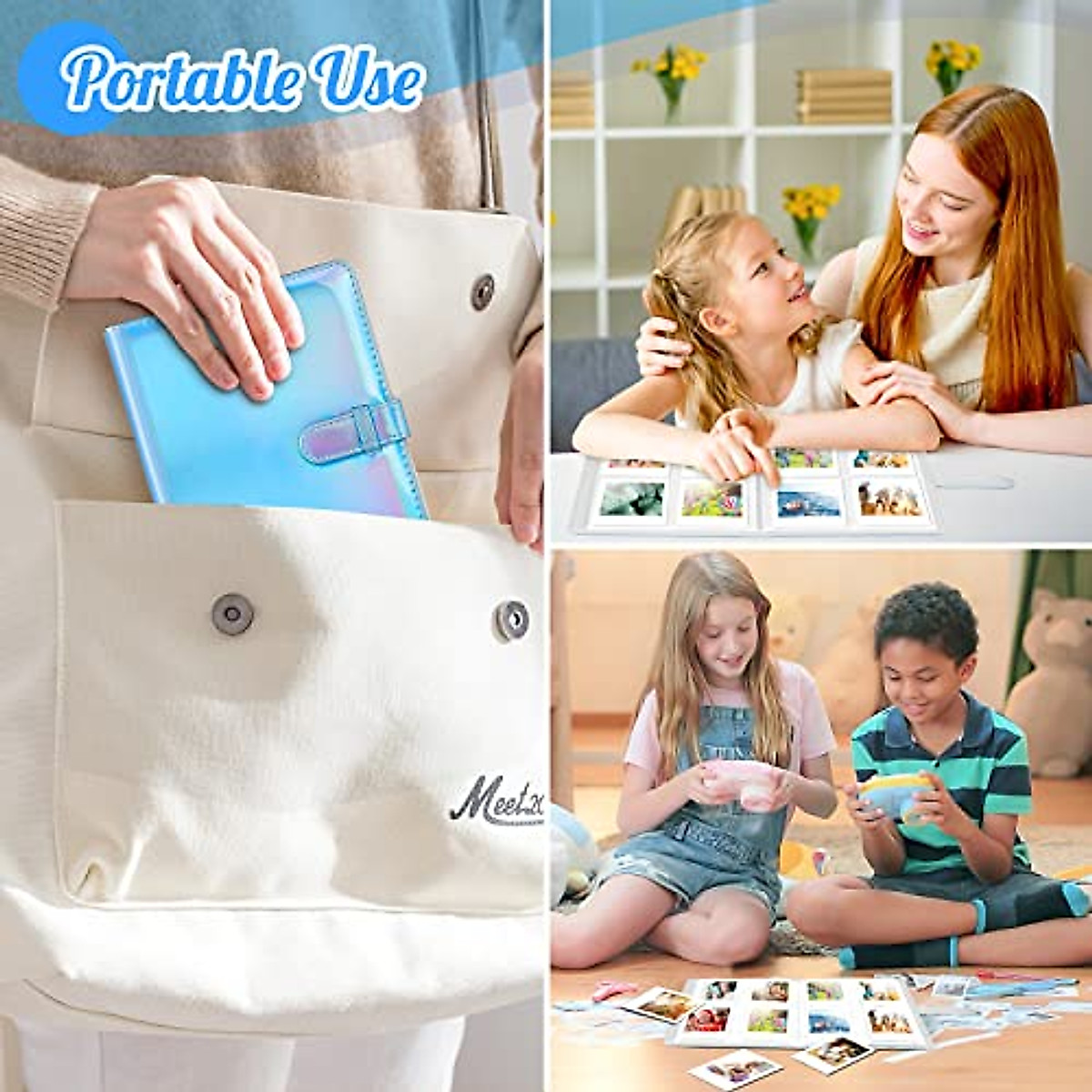 Ablus 128 Pockets Mini Photo Album for Fujifilm Instax Mini Camera, Polaroid Snap, Z2300, SocialMatic Instant Cameras & Zip Instant Printer(Magic light blue)