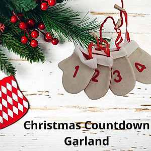 Winter Mitten Christmas Coundown Holiday Garland, Cute Home Decor Christmas Activities for Kids, Style May Vary