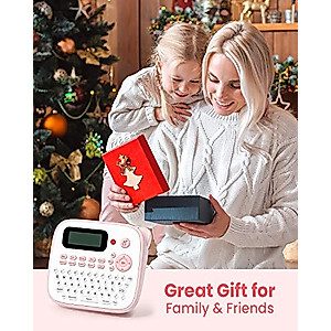 Pink Label Maker Machine-Vixic-D210S Label Makers,QWERTY Keyboard Labeler,Easy Handheld Portable Sticker Printer for Labeling with AC Adapter for Home School Office Organization