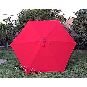 BELLRINO DECOR Replacement RED " STRONG & THICK " Umbrella Canopy for 9ft 6 Ribs Bright Red (Canopy Only)