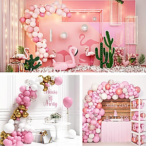 EMART 100pcs Pink Balloons 12 Inch with Ribbon, Latex Party Balloons Helium Quaility for Birthday, Wedding, Baby Shower, Balloon Garland Arch, Graduation, Christmas Decor