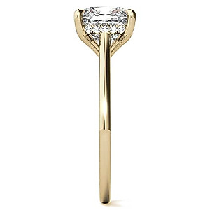 10K Solid Yellow Gold Handmade Engagement Rings, 3 CT Cushion Cut Moissanite Diamond Solitaire Wedding/Bridal Rings for Her/Women, Minimalist Ring Anniversary Ring For Gift (4.5)