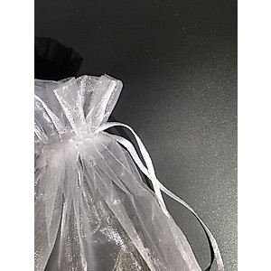 XINSHUNYI 50 pieces of 8X12 Inches White large Sheer Organza Bags, Party jewelry gift wedding bags with drawstrings, sachet jewelry, festivals, makeup (8x12 Inch (Pack 50), white)