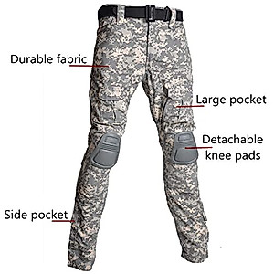 Hcclijo Men Combat Knee Tactical Military Army Trousers Hiking Camouflage Pants Ruin Gray XL