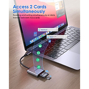 LENTION USB C to SD/Micro SD Card Reader, Type C SD 3.0 Card Adapter Compatible 2023-2016 MacBook Pro 13/15/16, New Mac Air/iPad Pro/Surface, More (CB-C8, Space Gray)