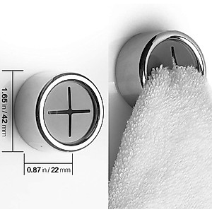 Eiqer 4 Pack Kitchen Towel Holder, Self Adhesive Wall Dish Towel Hook, Round Wall Mount Towel Holder for Bathroom, Kitchen and Home, Wall, Cabinet, Garage, No Drilling Required