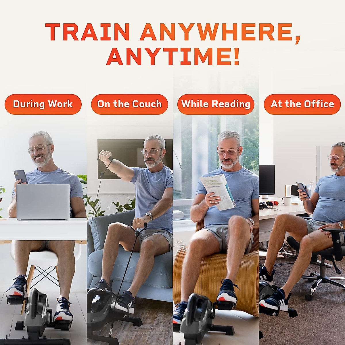 LifePro Under Desk Bike Pedal Exerciser, Arm and Leg Mini Exercise Bike Stationary Bike Pedals, Perfect Desk Exercise Equipment, for Seniors Adults and Teens - Foot Pedal Exerciser and Desk Workout