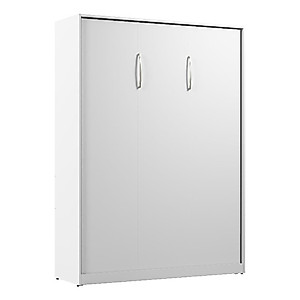 Bestar Claremont 59W Full Murphy Bed in White, Sleeping Arrangement for Multipurpose Area, Bedroom, Guest Room, or Living Room