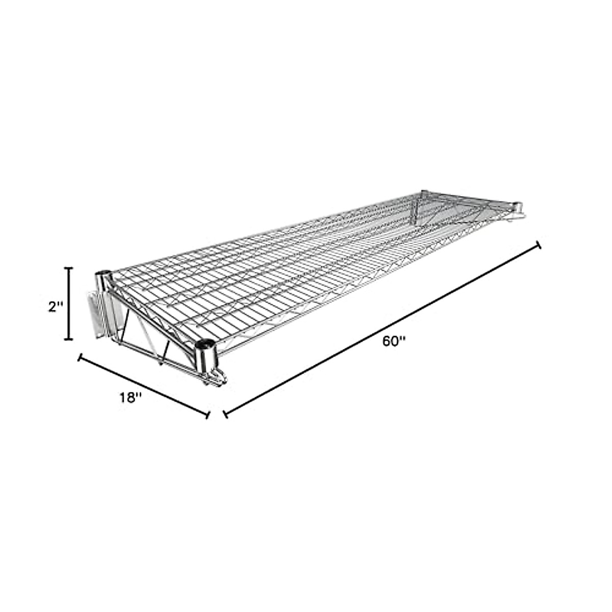 Krollen Industrial 18" x 60" Chrome Wire Wall Mount Shelf