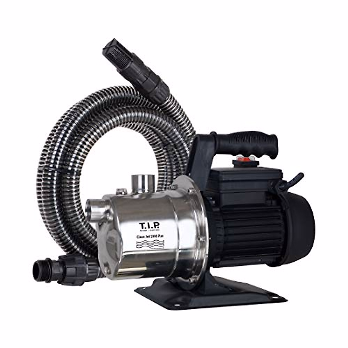 T.I.P. 30094 Clean Jet 1000 Plus Stainless Steel Garden Pump with 4 m Suction Set, up to 3300 l/h Flow Rate