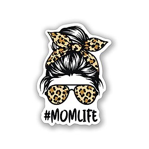 #Momlife-Cheetah Print-Messy BUN |Great Gift Idea|Single |5 Inch Magnet | Made in The USA | Car Auto Tool Box Refrigerator Magnet|MAG10014