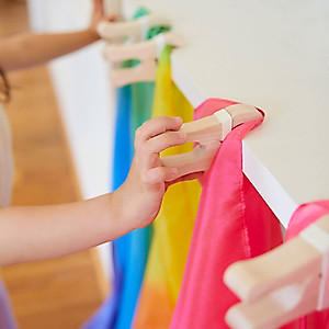 Sarah's Silks 4 Pack of Wooden Play Clips for Kids | Montessori and Waldorf Toys for Fort Building, Imaginative, and Pretend Play Maple