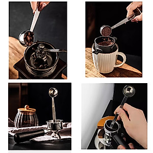 Espresso Scoop with Tamper 2 In 1 Stainless Steel Coffee Scoop Tamping Dual-Purpose Coffee Spoon Powder Hammer Tamper Multi Function Spoon Holder Coffee Tools for Measuring and Tamping