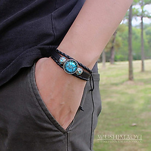 WUSHIMAOYI Triple Moon Goddess Bracelet Moon Goddess Jewelry Wiccan jewelry Moon Bracelet Braid Leather Bracelets