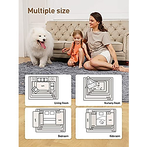 Medeunk 8x10 Area Rugs Solid Grey Super Soft Fluffy Upgrade Sponge Non-Slip No Shedding for Living Room Bedroom Girls/Boys Room Dorm Playroom Lounge Home Decor