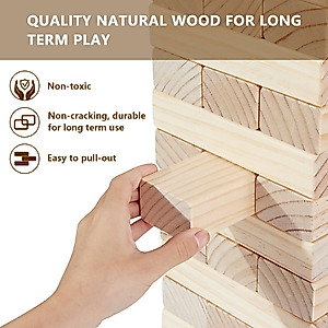 Aivalas Giant Timber Blocks Games, 56 Blocks Large Tower Outdoor/Indoor Games - Includes Carry Bag and Scoreboard, Wood Stacking Yard Games Grows from 2FT to Over 4.2FT for Kids Adults Family