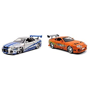Jada Fast & Furious Coche Nissan Skyline Gt R R34 2002, Escala 1:24 + A Todo Gas Vehículo 1/24 1995 Toyota Supra
