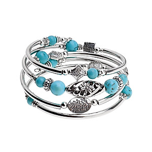 Micro Traders Layered Bohemian Bracelets Turquoise Beaded Chakra Green