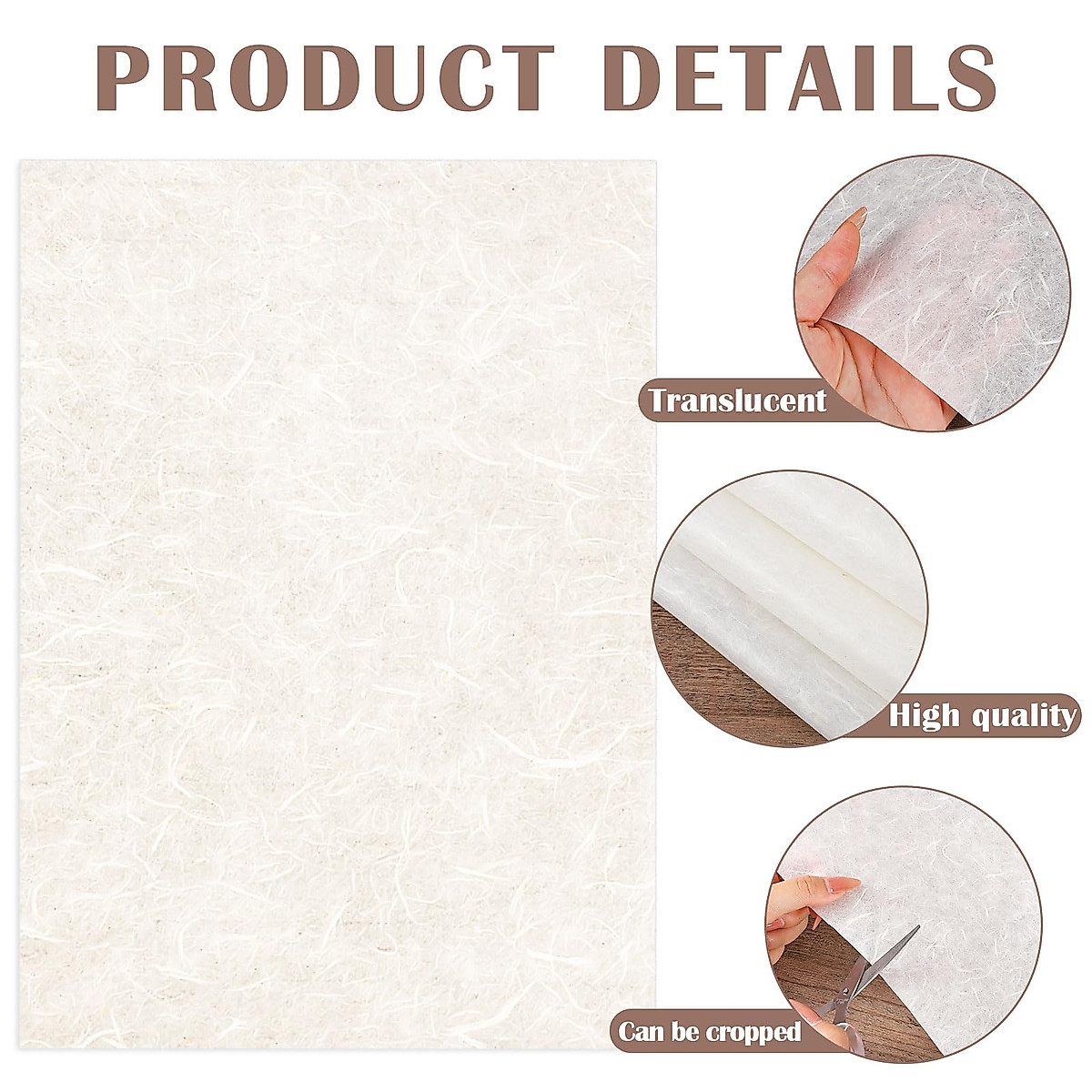 60 Sheets A4 Mulberry Paper Sheets Natural Fiber Rice Paper 8.5 x 11in Decoupage Paper Decorative Paper Tissue Paper for DIY Crafts, Calligraphy, Painting, Gift Wrap