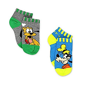 Mickey Mouse Pluto Goofy Donald Duck Toddler 6 Pack Quarter Socks Set (Shoe: 7-10 (Sock: 4-6), Mickey Pluto Goofy 6 Pk)