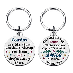 Best Cousin Gifts for Women, Thank You Cousin Keychain, Appreciation Cousin Gifts, Cousin Birthday Christmas Keychain Gifts