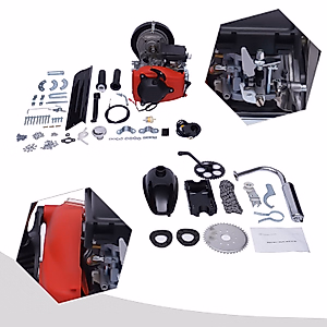 Motorized Bicycle Kit 49CC 4-Stroke Gas Petrol Bike Engine Air-Cooled System Single Cylinder Belt Drive Scooter Engine Conversion Kit for Normal 28” V Frame Bike and 26” ATV Bike (Belt type)